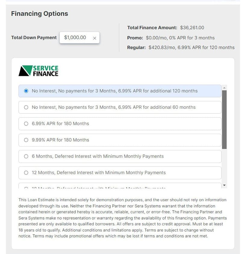 sera systems offers software integration with Service Finance Company ...